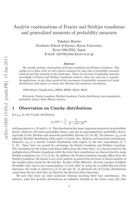 Pdf Analytic Continuations Of Fourier And Stieltjes Transforms And
