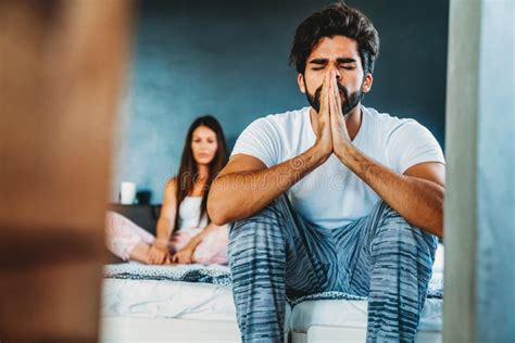 Couple Having Arguments And Sexual Problems In Bed Stock Image Image Of People Annoyed