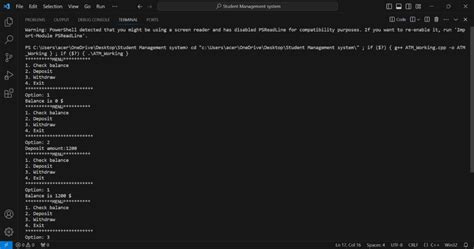 Atm Working Model Implemented Using Switch Cases In C Vinayakagarwal