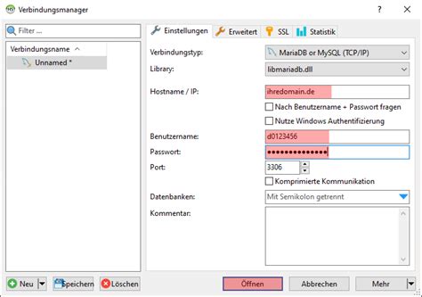 Anleitungen Datensicherung Datenbank Heidisql Verbindung Zur Datenbank