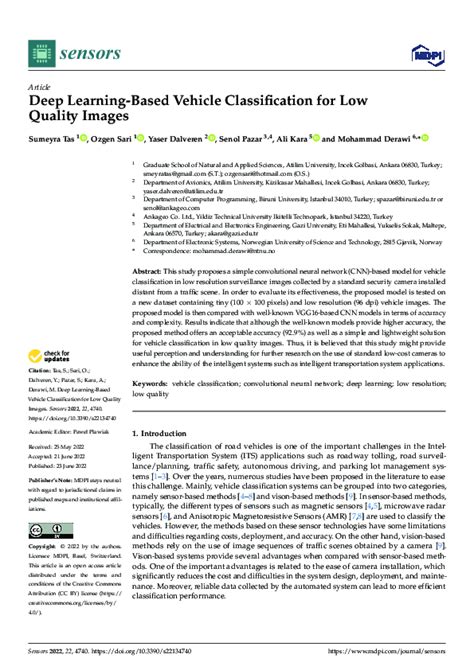 Pdf Deep Learning Based Vehicle Classification For Low Quality Images