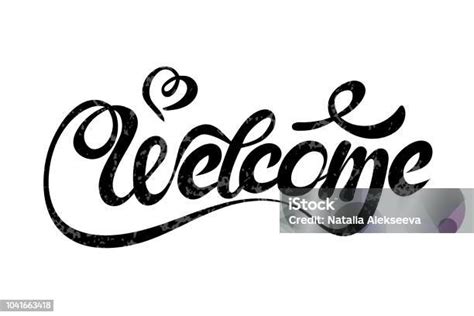 텍스트 환영의 손으로 그린 글자의 벡터 일러스트 레이 션 환영 표지판에 대한 스톡 벡터 아트 및 기타 이미지 환영 표지판