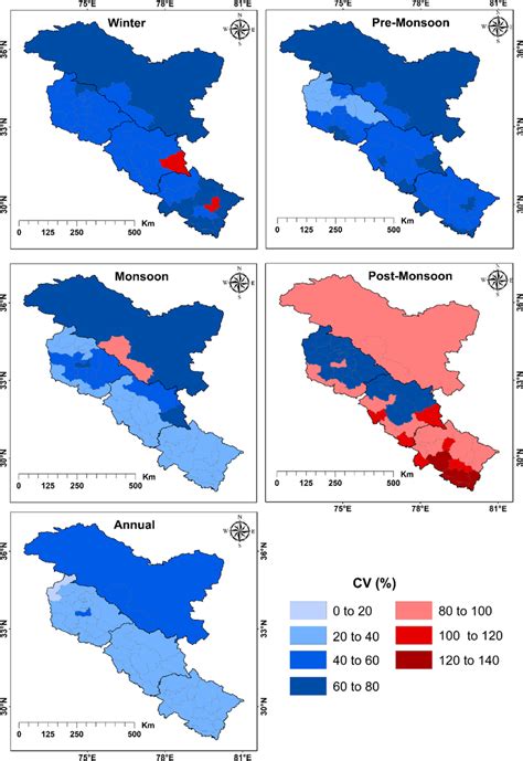 Variation Of Coefficient Of Variation Cv For Seasonal And Annual