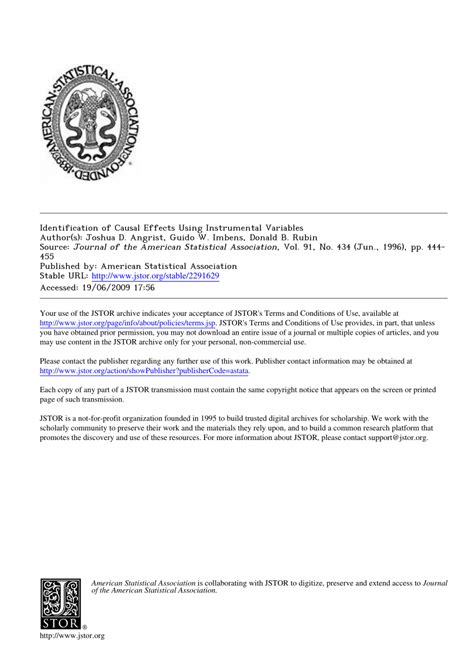Pdf Identification Of Causal Effects Using Instrumental Variables