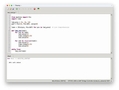 Diy โค้ดโปรแกรมไฟวิ่ง 3 ดวงไปกลับด้วย Micropython ในโค้ดมีการใช้