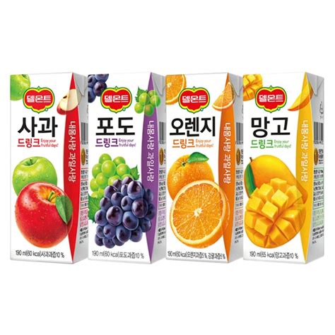 [무료배송] 롯데 델몬트 드링크 사과 포도 오렌지 망고 190ml X 32팩 총4종 주스 과일주스 티몬