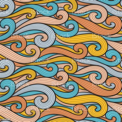 곱슬 라인 완벽 한 화려한 추상 패턴 설정 합니다 파도 곱슬 벡터 일러스트 레이 션 밝은 배경 컬렉션을 완벽 하 게 기와 화려한입니다 개체 그룹에 대한 스톡 벡터 아트 및