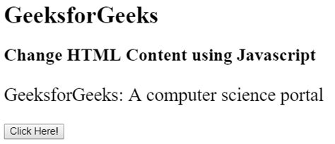 Html Content Modification Using Javascript Geeksforgeeks