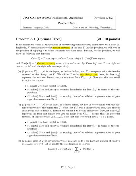 Problem Set Problem Set CSCI GA NYU Studocu