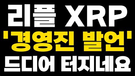 리플 Xrp 긴급속보 경영진 발언 드디어 터지네요 Youtube