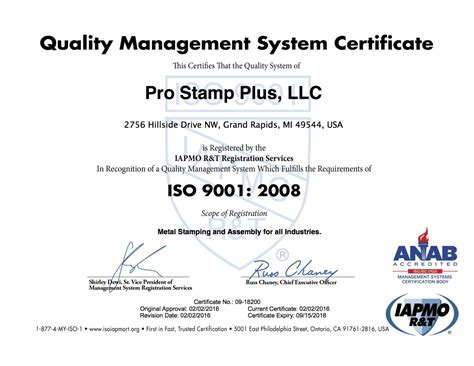 Pro Stamp Plus Iso 9001 Certificate Pro Stamp