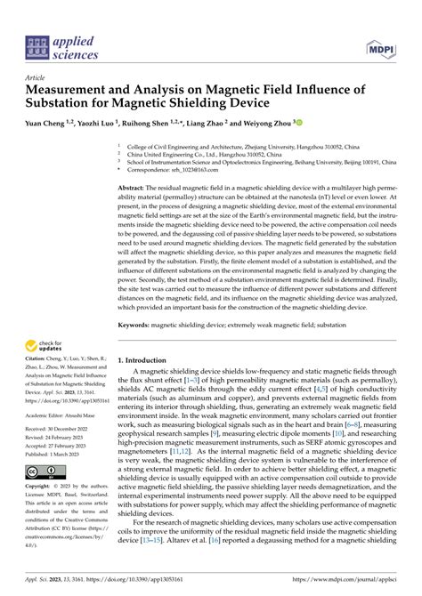 Pdf Measurement And Analysis On Magnetic Field Influence Of Substation For Magnetic Shielding