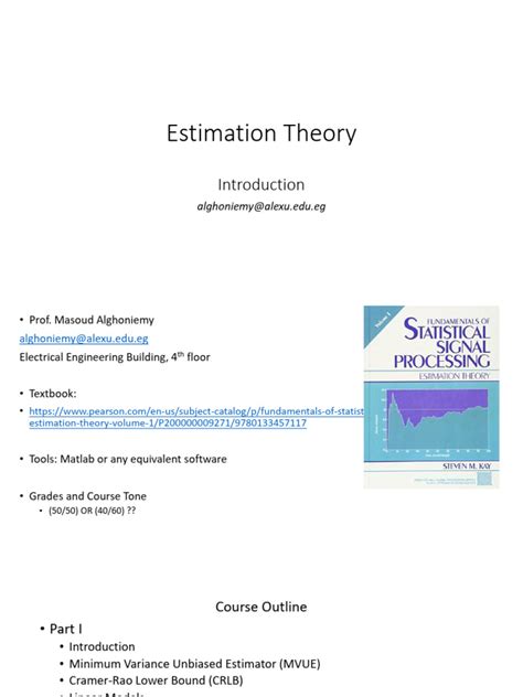 estimation theory lec 1 introduction pdf estimator estimation