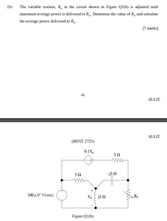 Solved B The Variable Resistor R In The Circuit Shown In Chegg Com