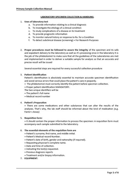 Specimen Collection And Transporation Instructions 1 Pdf Clinical Medicine Medical Specialties