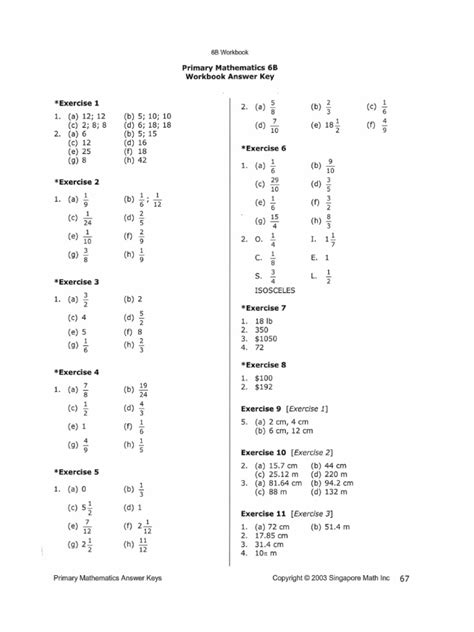 Primary 6b Workbook Answer Keys Pdf