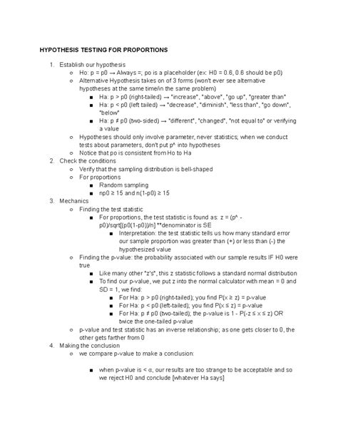 Chapter 9 Hypothesis Testing Hypothesis Testing For Proportions HYPOTHESIS TESTING FOR