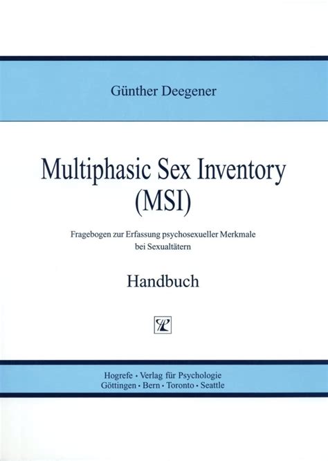 Multiphasic Sex Inventory Msi 1996 Fragebogen Zur Erfassung