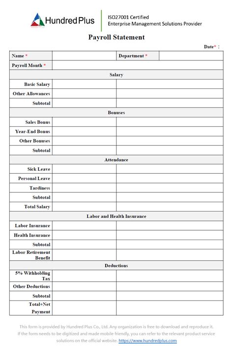 [example form] payroll statement