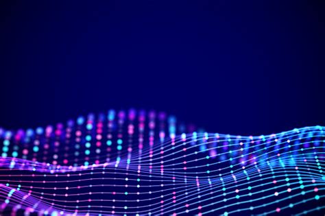 컬러 도트 3d 사운드 파도입니다 큰 데이터 추상 시각화입니다 3차원 형태에 대한 스톡 벡터 아트 및 기타 이미지 3차원 형태 와이어 프레임 모델 가상현실 Istock