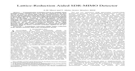 Pdf Lattice Reduction Aided Sdr Mimo Detectorobtenção De Um Quadro