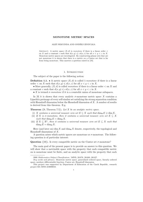 pdf monotone metric spaces
