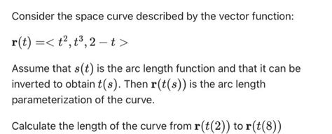 Solved Consider The Space Curve Described By The Vector Chegg Com