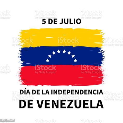 스페인어로 베네수엘라 독립기념일 문자 7월 5일에 공휴일이 축하되었습니다 타이포그래피 포스터 배너 인사말 카드 전단지를 위한