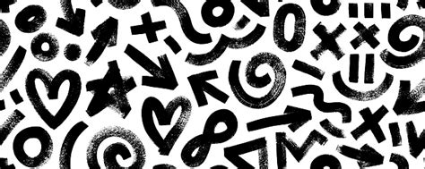 대담한 브러시로 그려진 추상적인 기하학적 완벽 한 패턴 낙서 그런 지 배경 디자인 낙서 모양 브러시로 그린 화살표 하트 별 및 구불구불한 선 기하학적 인물과 물체 S 모양에
