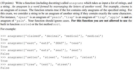 Solved 10 Points Write A Function Including Docstring
