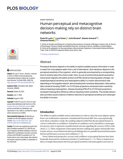 Pdf Human Perceptual And Metacognitive Decision Making Rely On