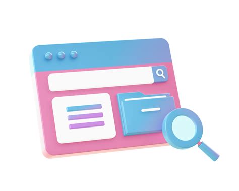 3d Render Of Gradient Searching On Computer Folder Illustration Icons