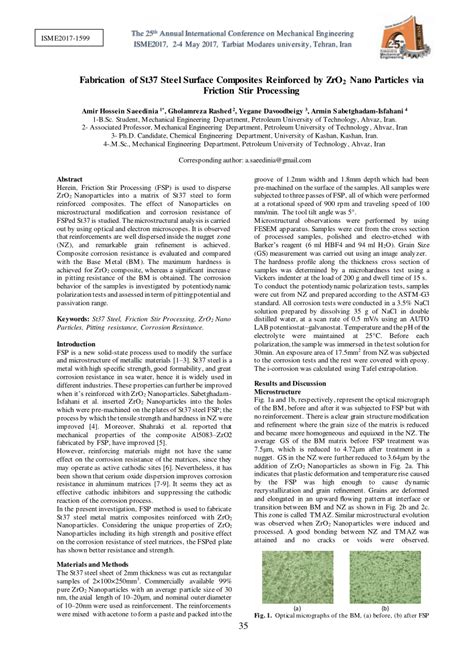 Pdf Fabrication Of St37 Steel Surface Composites Reinforced By Zro2 Nano Particles Via