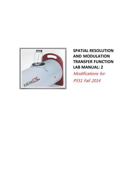 Pdf Spatial Resolution And Modulation Transfer Function Coursesp451 P452 · Spatial