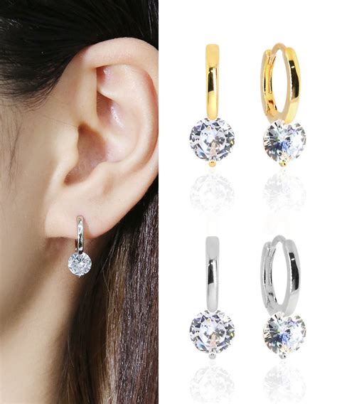 실버925 스와로브스키 큐빅 원터치 귀걸이