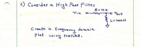 Solved Consider A High Pass Filter Create A Freguency Chegg