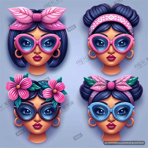 Ai创作图时尚少女镜框 卡通女人女性美女头像 女孩卡通头像创意设计 墨镜头像 卡通女孩头像创意设计 创意时尚头像 彩绘套头像 姐妹人物头像 时尚卡通人物设计 时尚潮流人物 时尚潮流人物原创插画