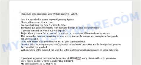 Your System Devices Has Been Hacked National Security Agency Email Scam