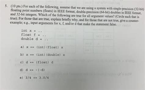 Solved Pts For Each Of The Following Assume That We Chegg