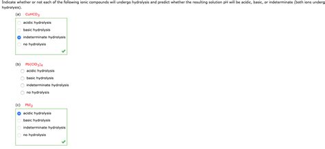 Solved Indicate Whether Or Not Each Of The Following Ionic Chegg