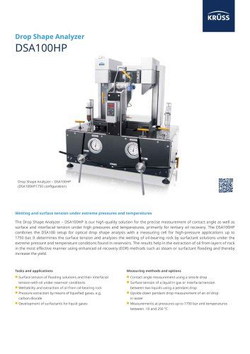 Drop Shape Analyzer DSA KRÜSS GmbH PDF Catalogs Technical Documentation Brochure