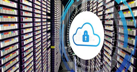 Image Of Data Processing With Cloud Icon Over Server Room Stock Illustration Illustration Of