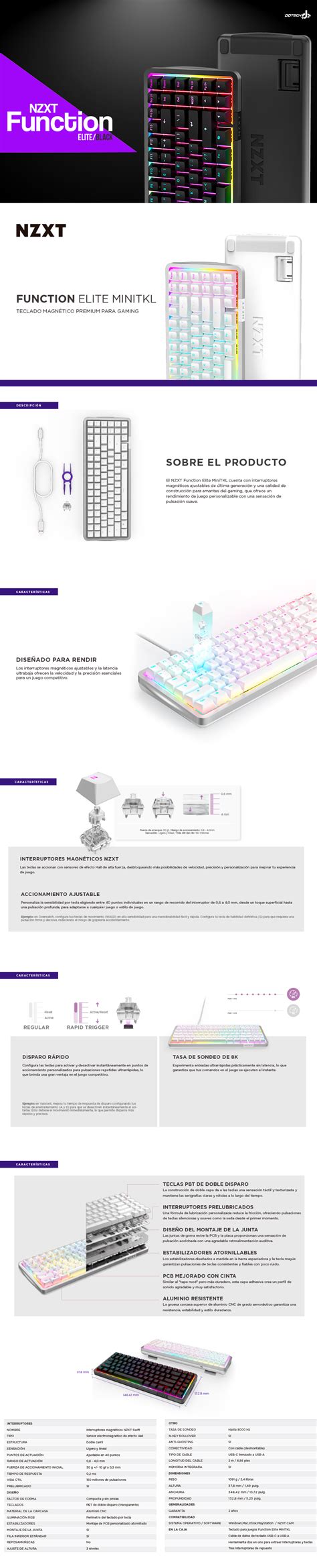 Teclado Mecánico Nzxt Function Elite Mini Tkl Rgb Interruptores
