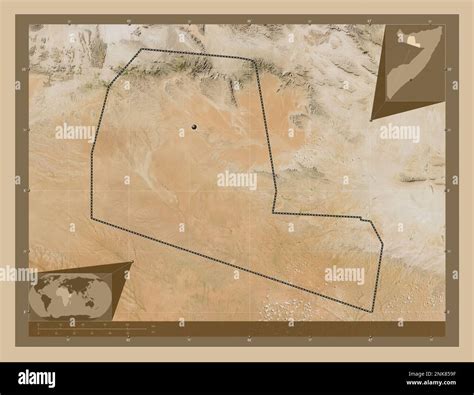 Togdheer Region Of Somalia Low Resolution Satellite Map Corner Auxiliary Location Maps Stock