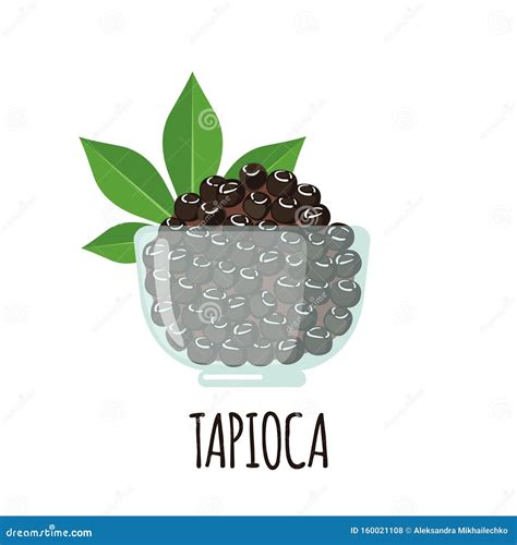 Tapioca Icon With Cassava Leaf In Flat Style Isolated On White