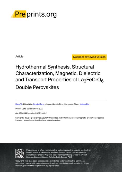 Pdf Hydrothermal Synthesis Structural Characterization Magnetic Dielectric And Transport
