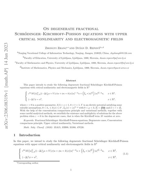 Pdf On Degenerate Fractional Schrödinger Kirchhoff Poisson Equations