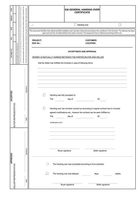 Eic Test Certificate General Handling Over