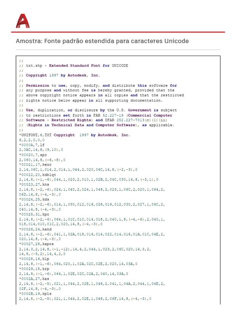 Autocad 2021 Ajuda Amostra Fonte Padrão Estendida Para Caracteres Unicode Autodesk Pdf