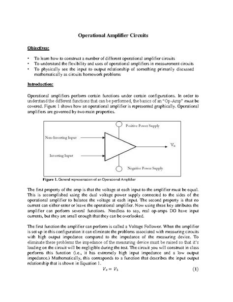 2 Op Amps Lecture Notes On Ops And Amps Operational Amplifier